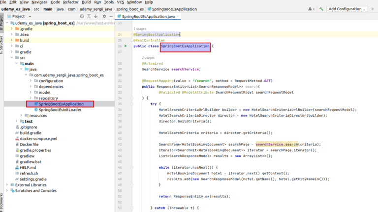 Java Spring Boot ElasticSearch, Front Controller, REST API